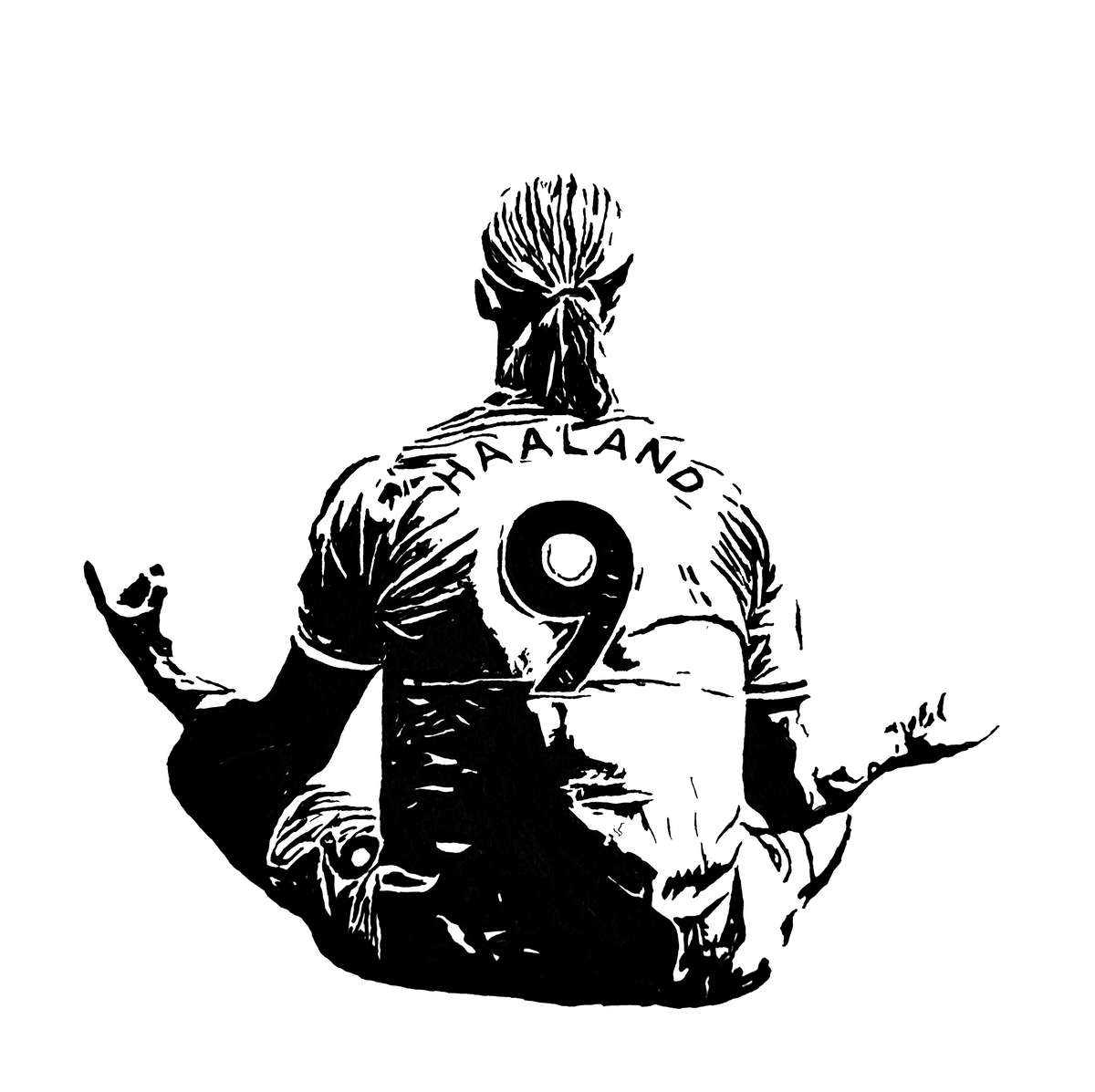 Erling Haaland, ink sketch original. A4 – Basesketch