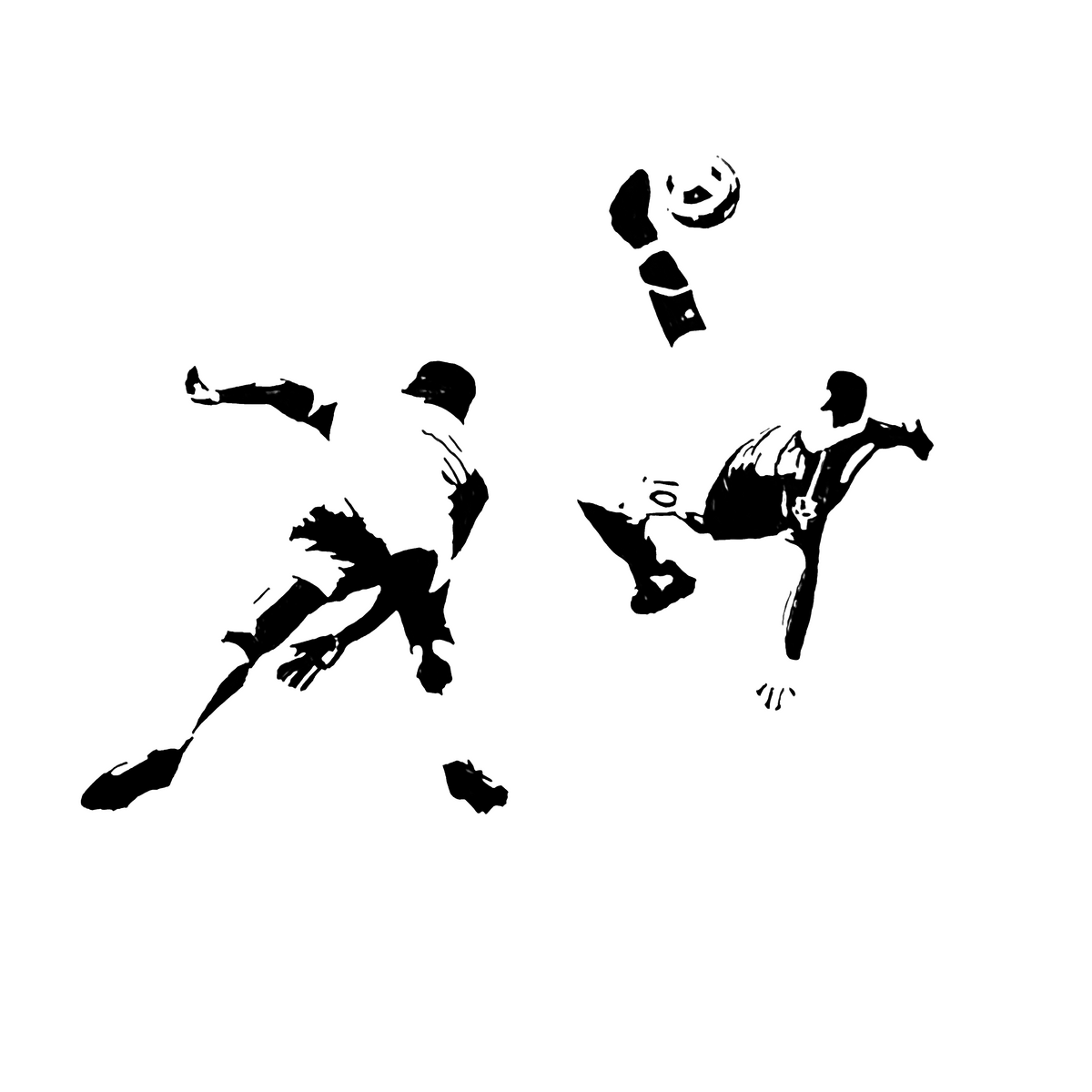Wayne Rooney bicycle kick, ink sketch original. A4 – Basesketch